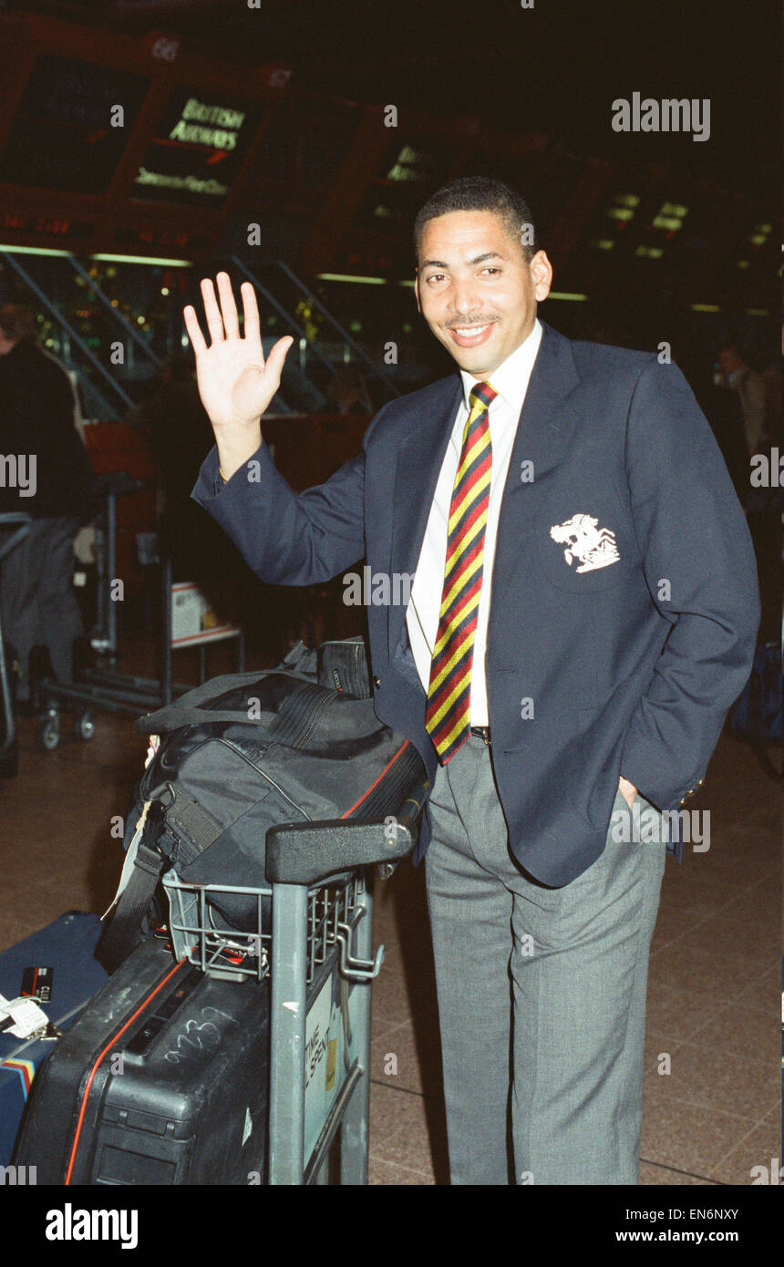 Lancashire and England cricketer Phil DeFreitas at London Airport. 12th ...