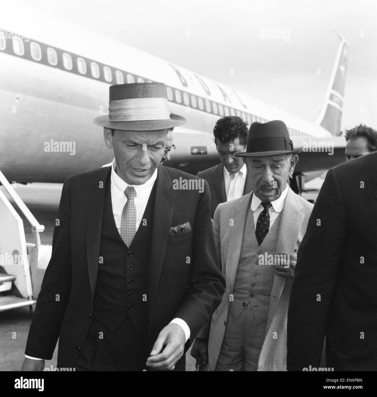 Singers Frank Sinatra and Dean Martin seen here at Heathrow Airport ...