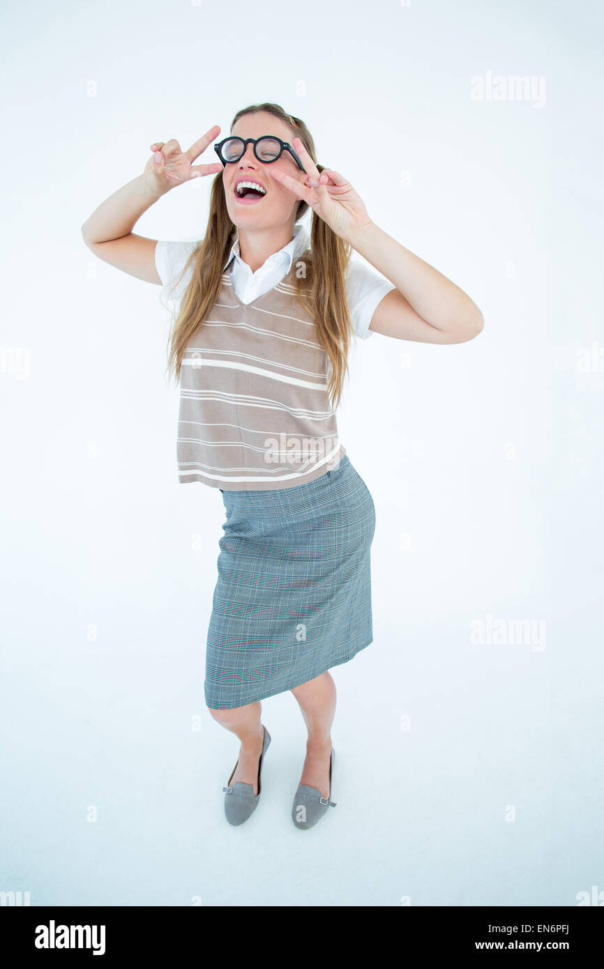 Happy geeky hipster dancing Stock Photo - Alamy