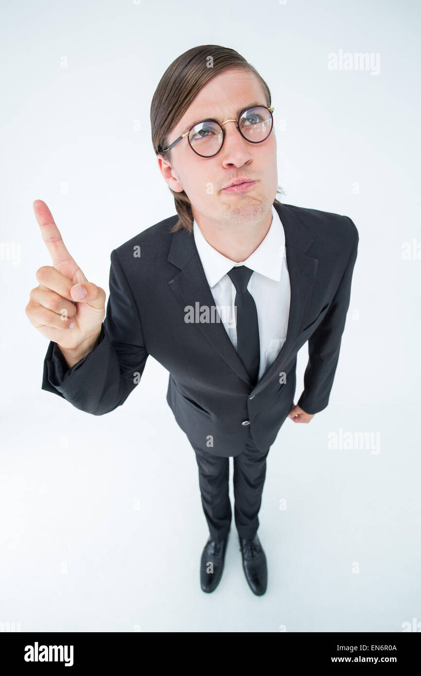 Thoughtful geeky businessman Stock Photo - Alamy