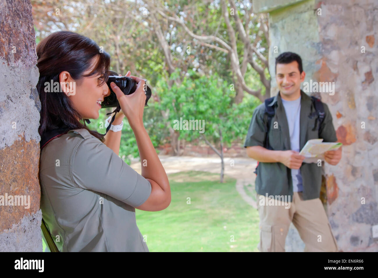Woman taking a picture with her husband hi-res stock photography and ...