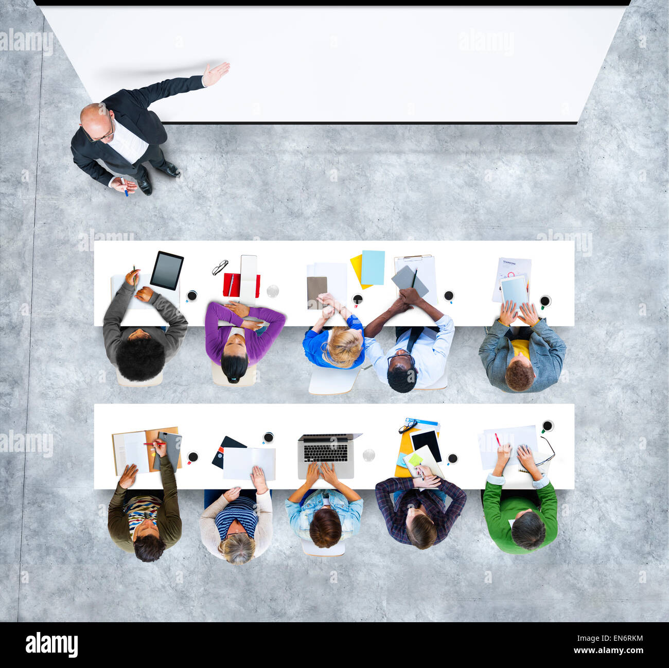 Aerial View People Learning Studying Training Education Concepts Stock ...