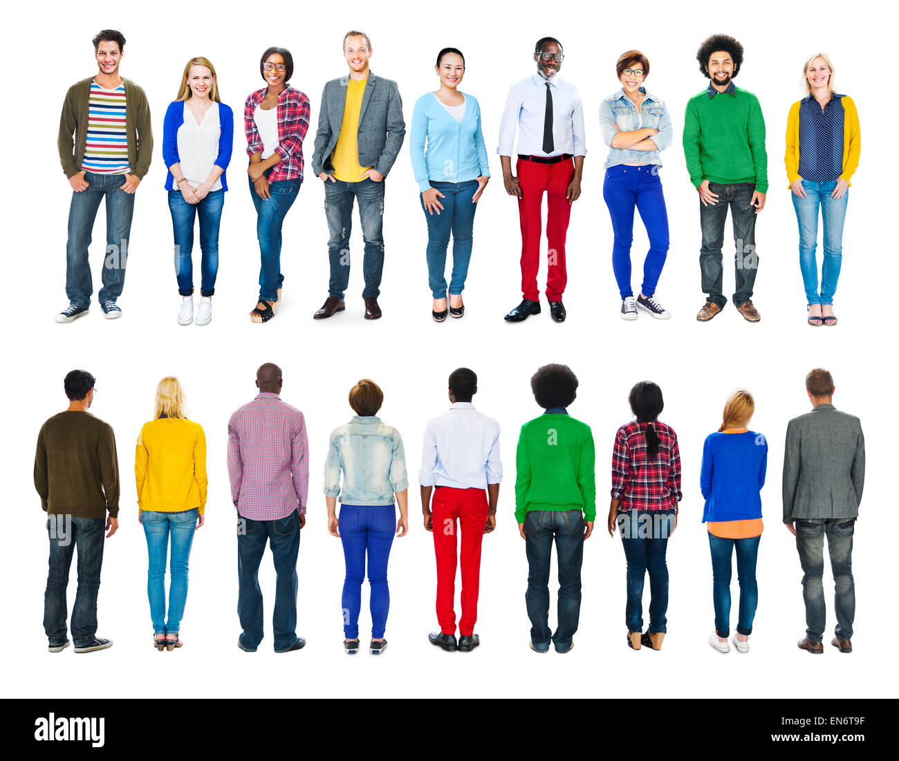 Multiethnic Group of People Front and Back View Stock Photo - Alamy