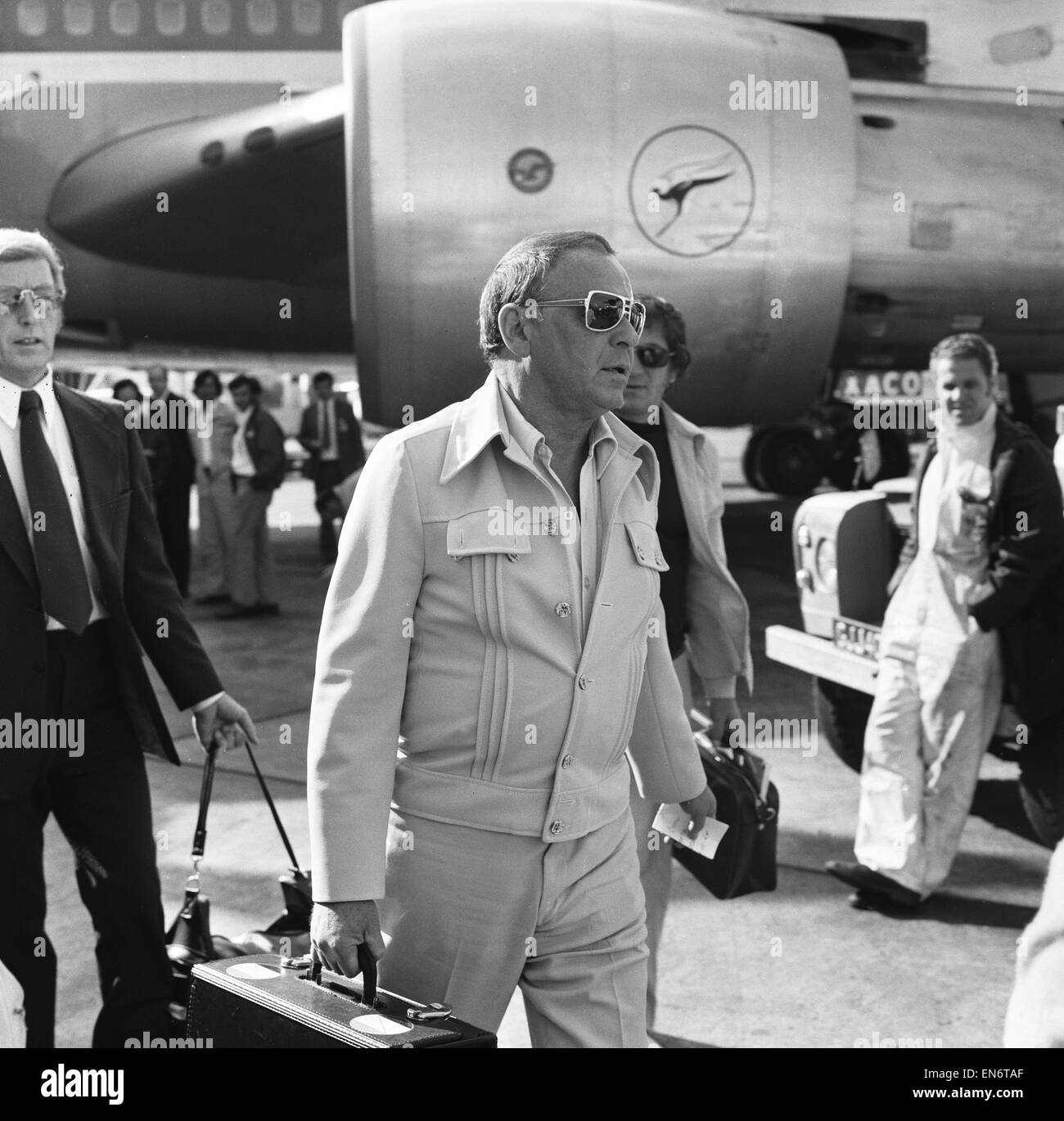 Singer Frank Sinatra seen here arriving from Australia at London ...