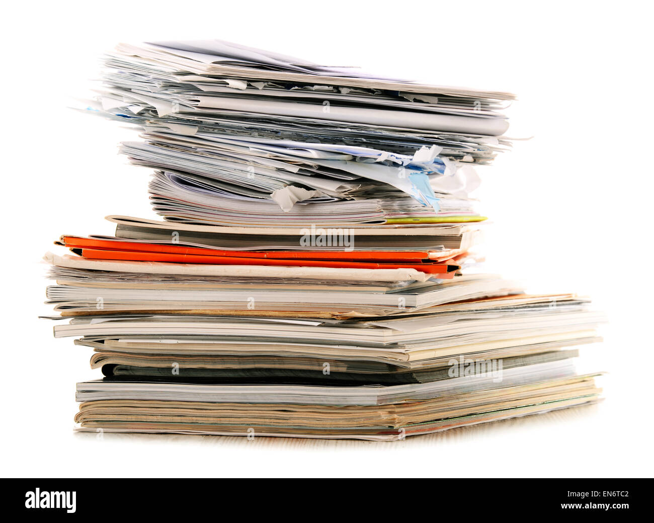 Stack of recycling paper isolated on white Stock Photo - Alamy