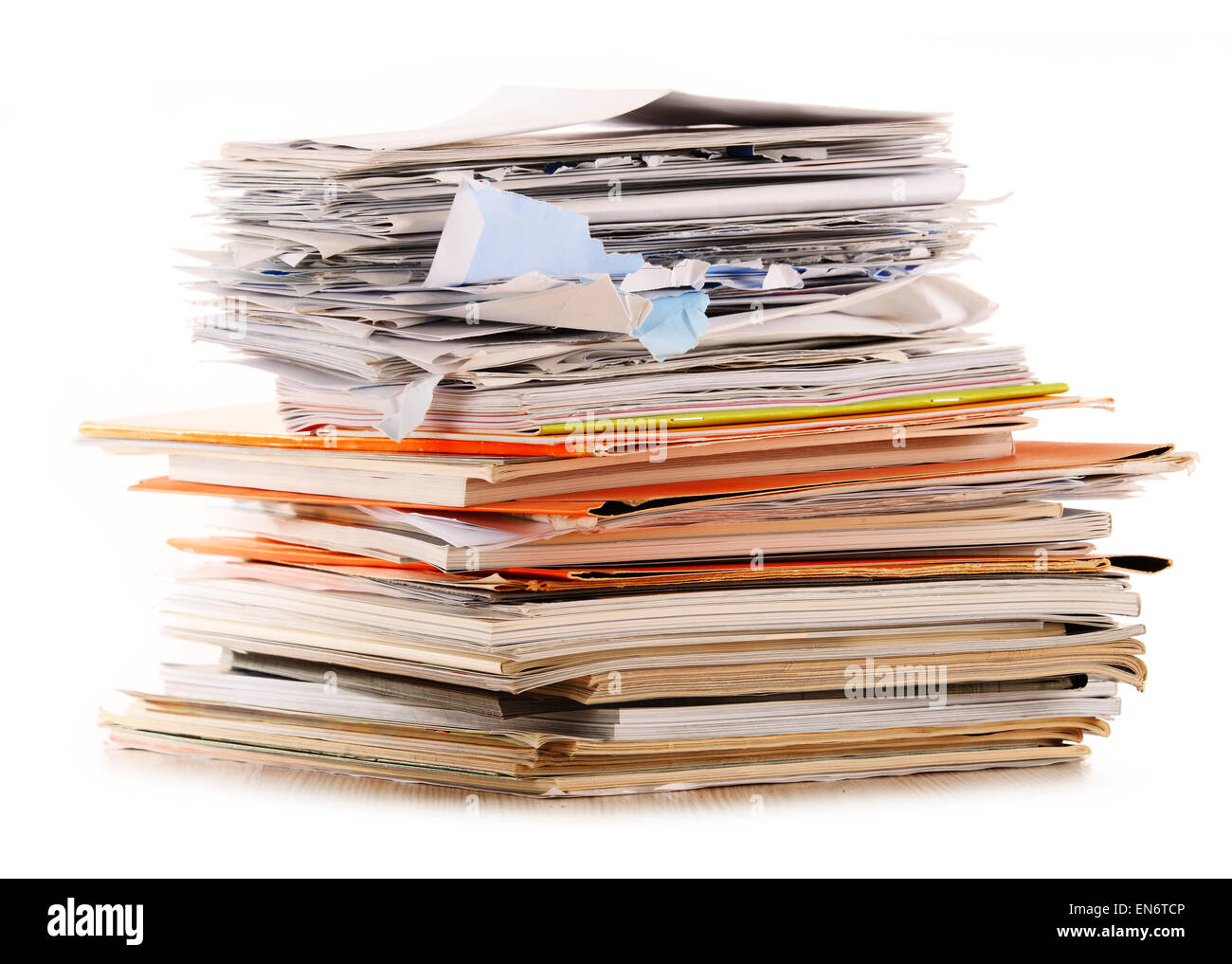 Stack of recycling paper isolated on white Stock Photo - Alamy