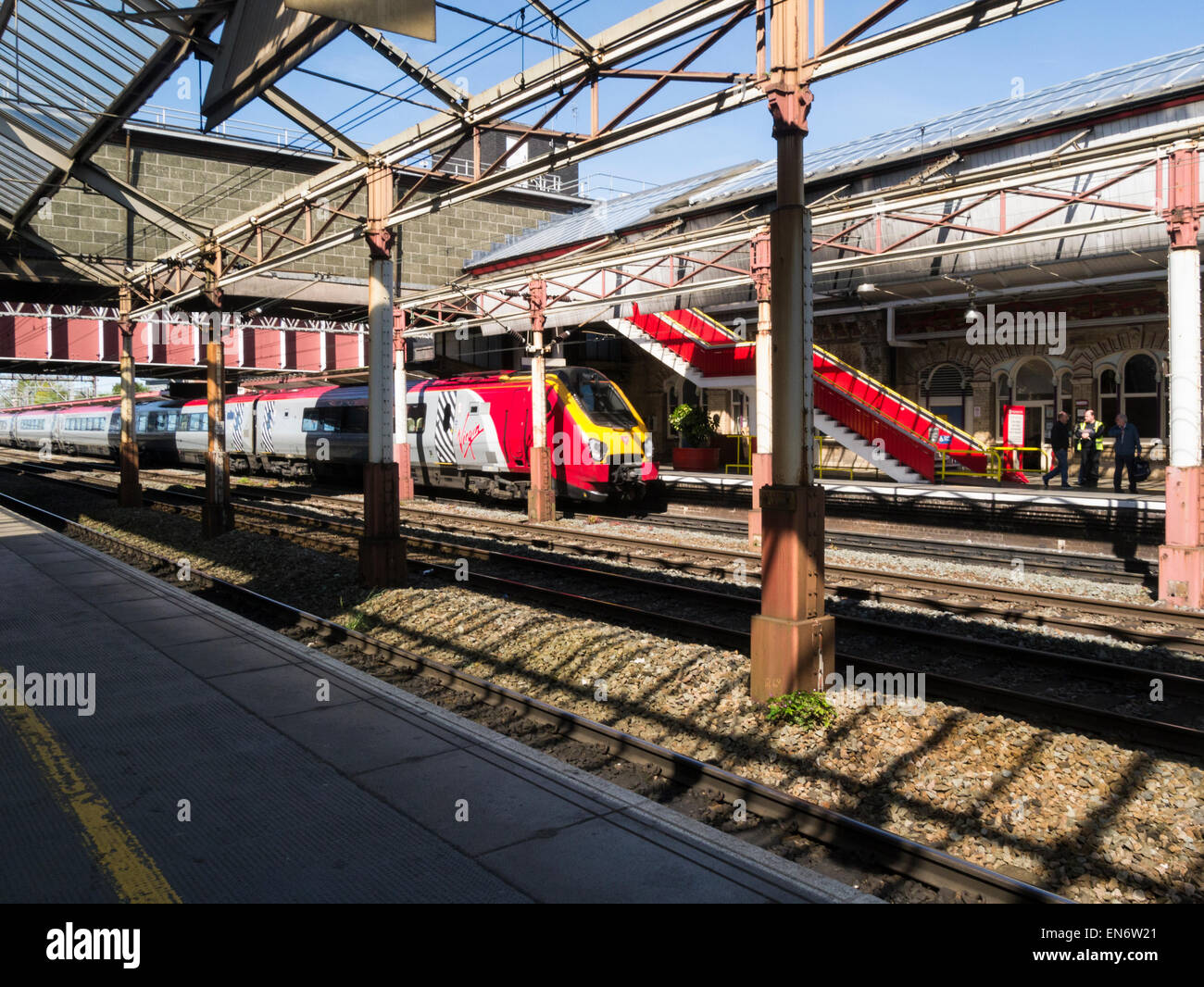 Virgin train entering Crewe Cheshire England Railway station Stock ...