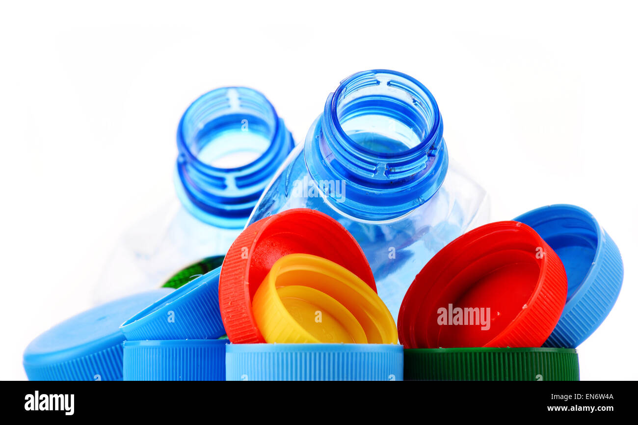 Composition with plastic bottles and caps Stock Photo - Alamy