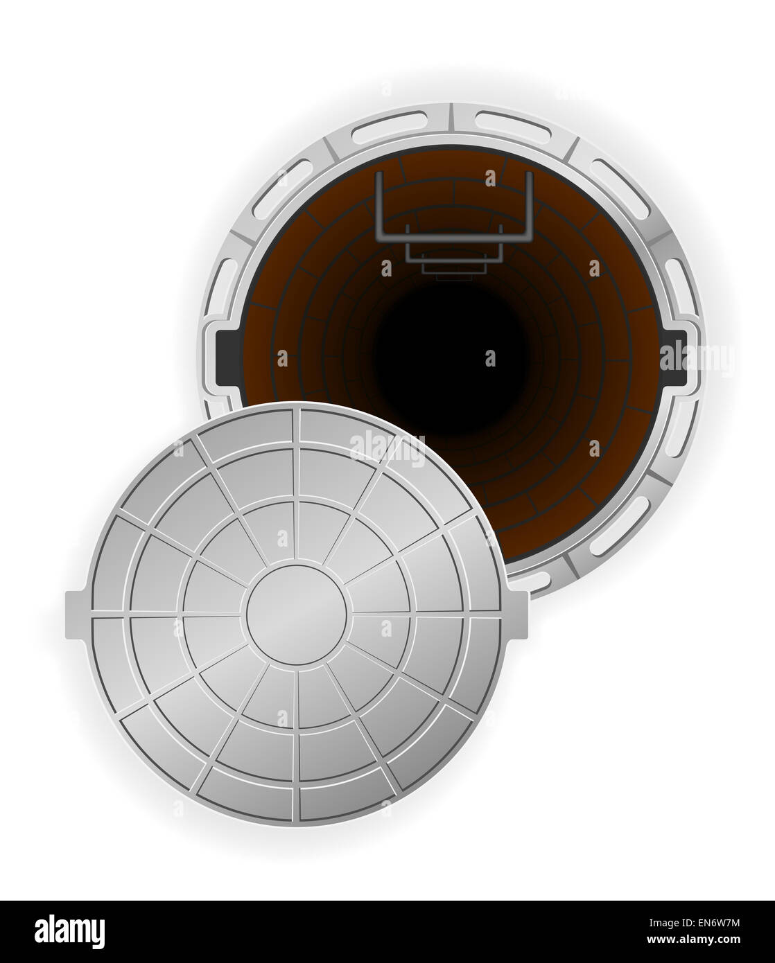 open sewer pit with a hatch illustration isolated on white background ...