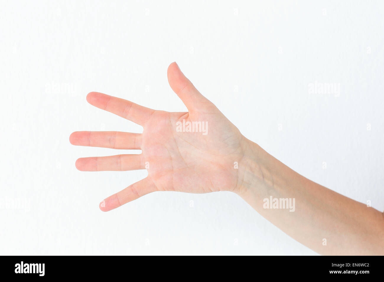 Woman showing her hand Stock Photo - Alamy