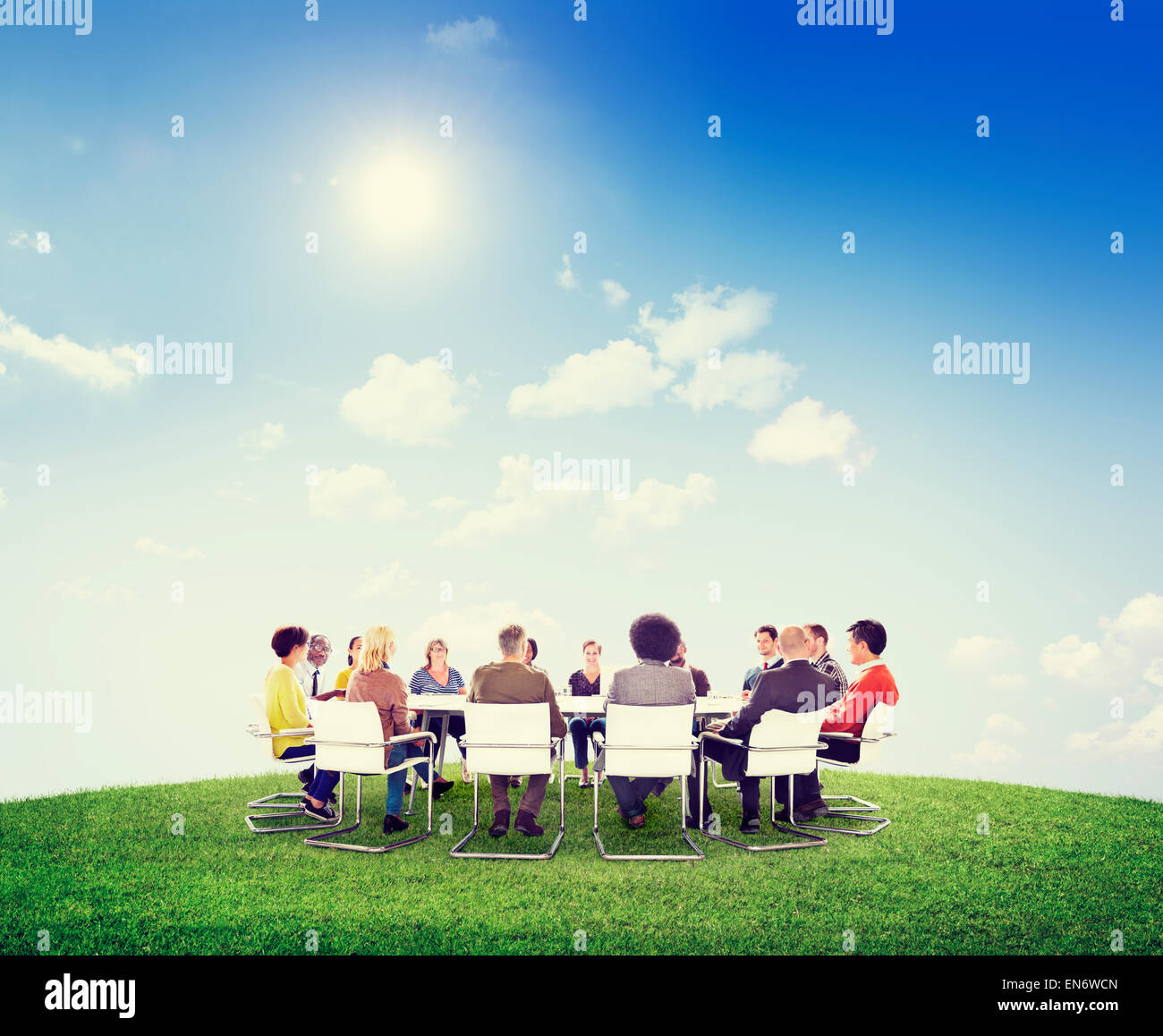 Group of Multi-Ethnic People Around the Conference Table Stock Photo ...