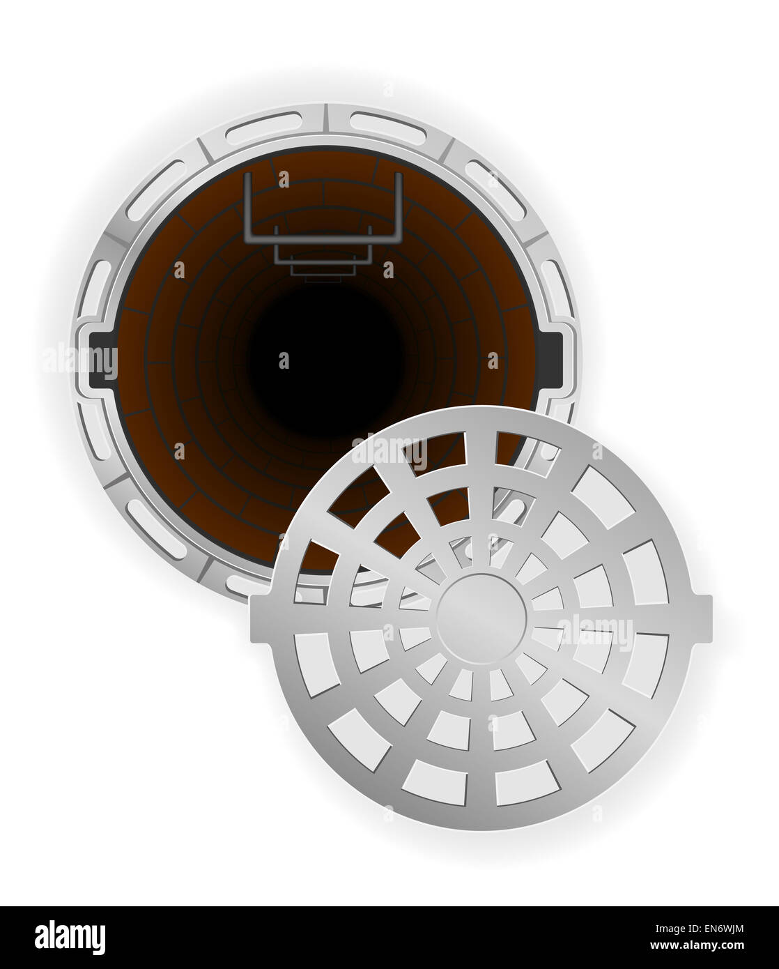 open sewer pit with a hatch illustration isolated on white background ...