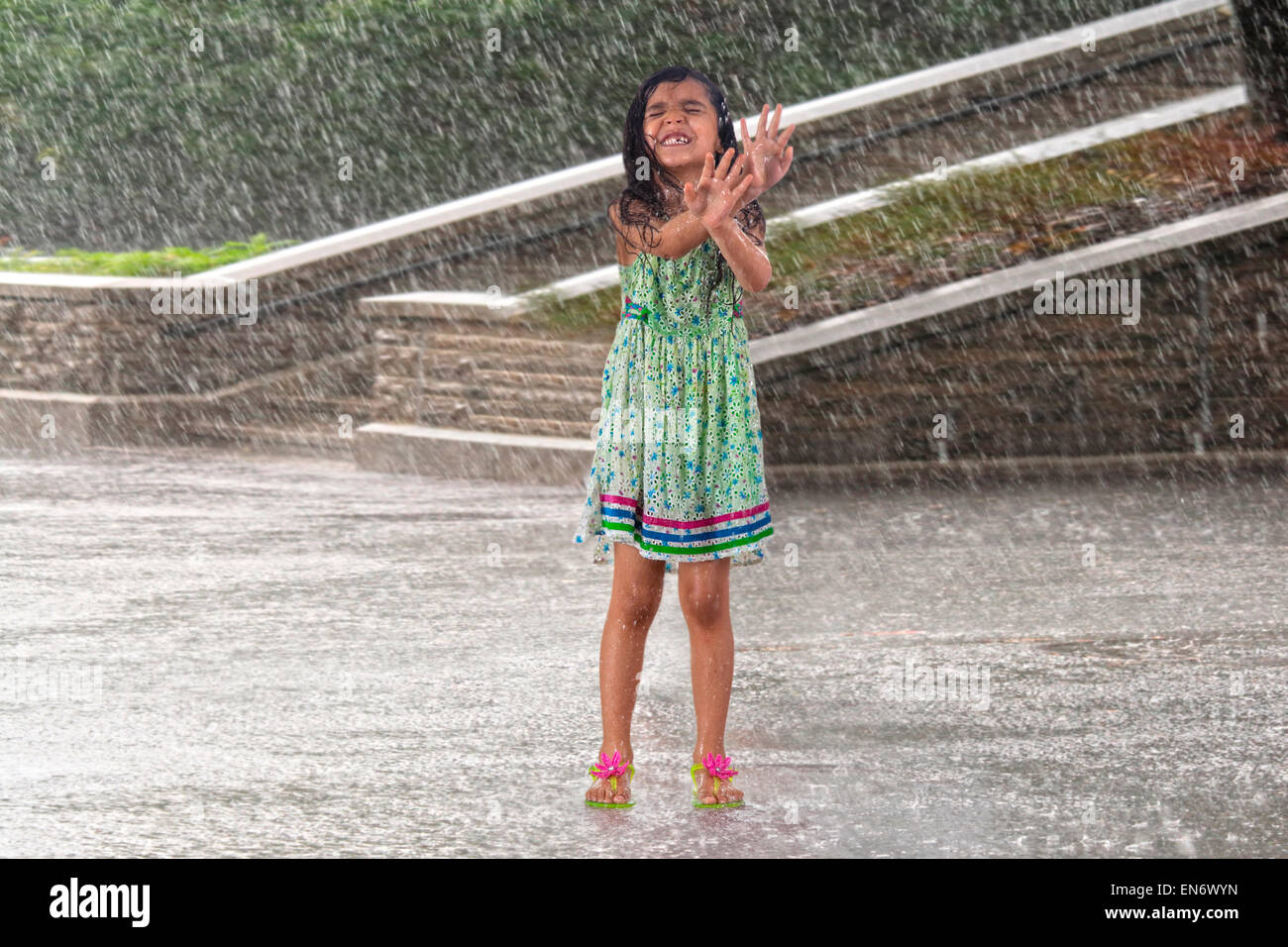 Indian Girl In Rain