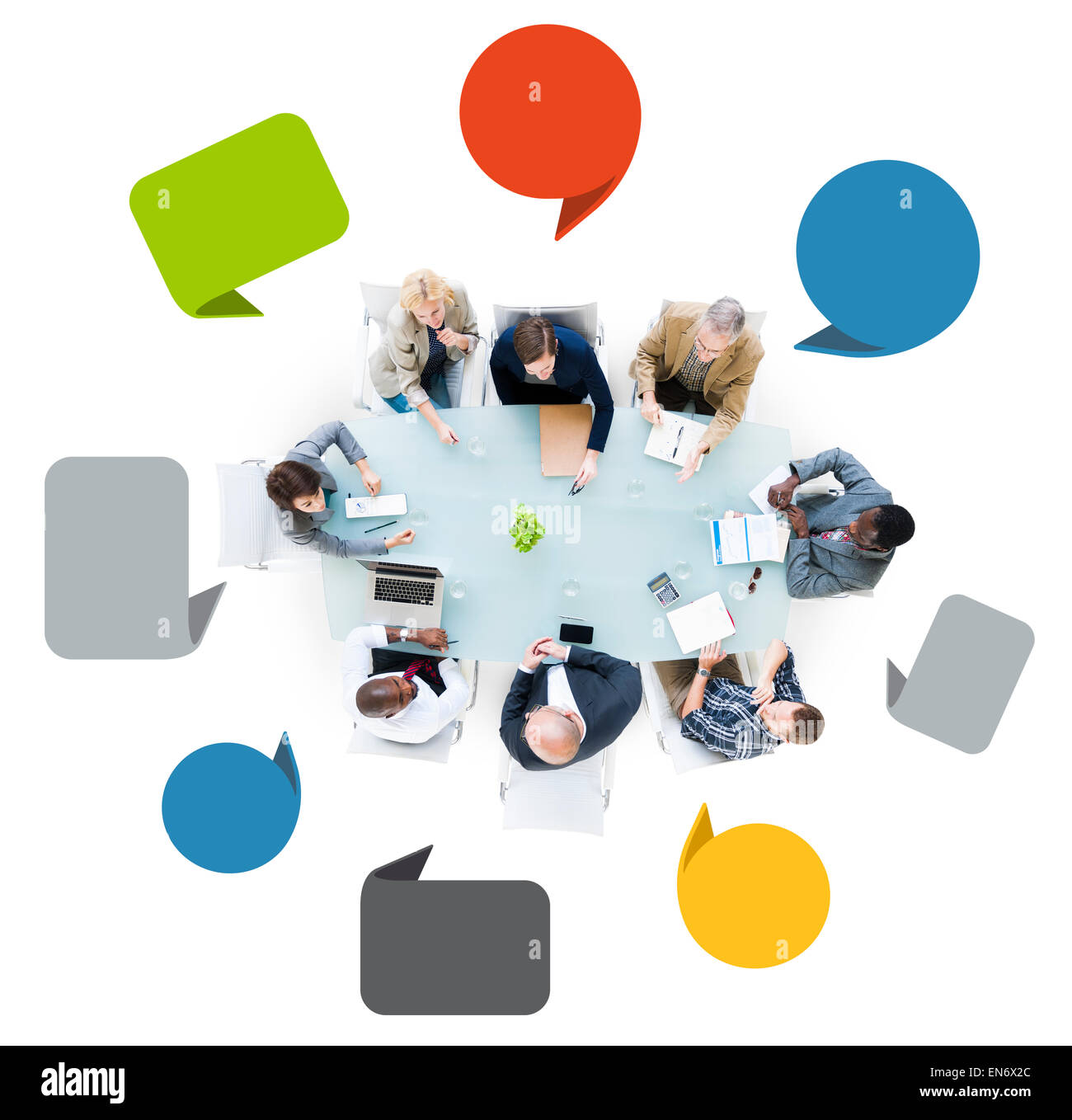 Group meeting professional businesswomen thinking hi-res stock ...