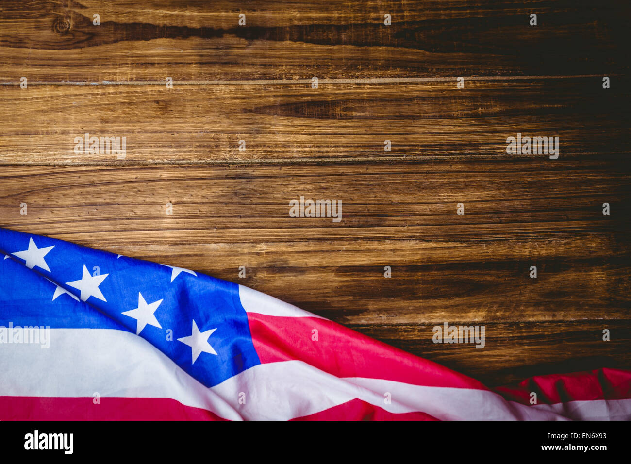 American flag on wooden table Stock Photo - Alamy