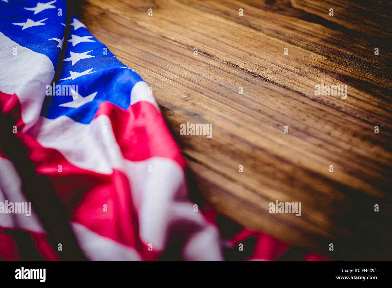 American flag on wooden table Stock Photo - Alamy