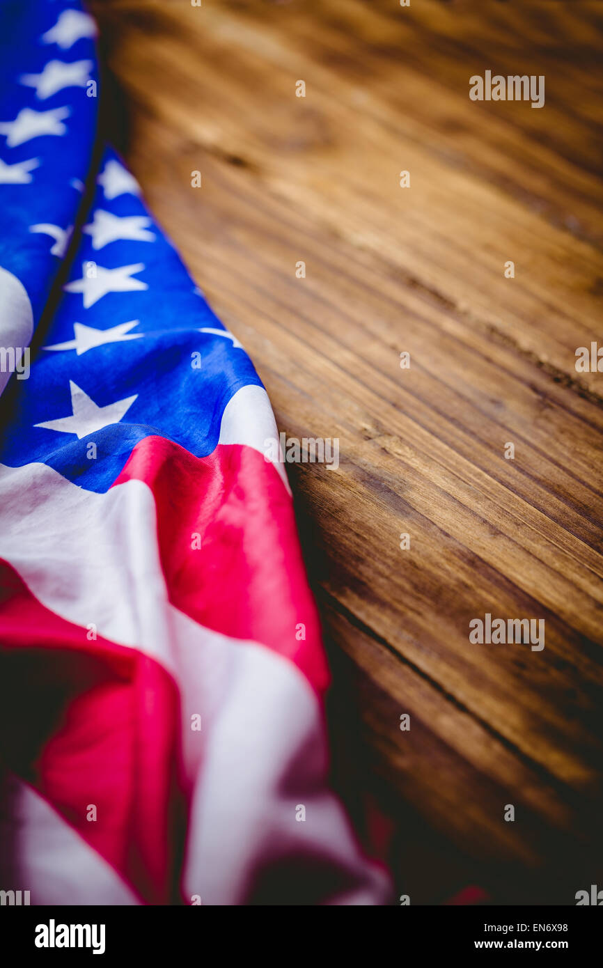 American flag on wooden table Stock Photo - Alamy