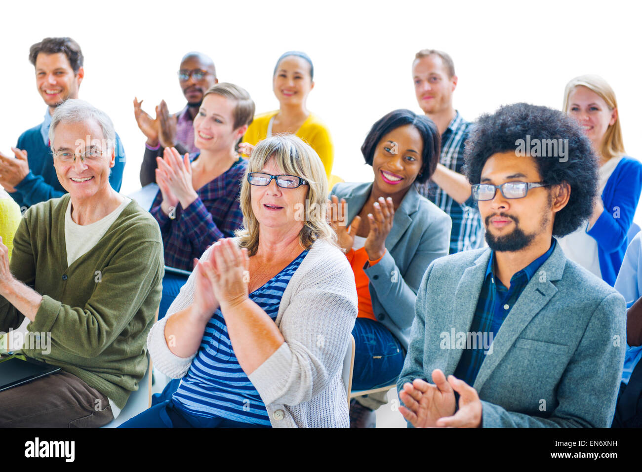 Group of Cheerful People Clapping with Gladness Stock Photo - Alamy