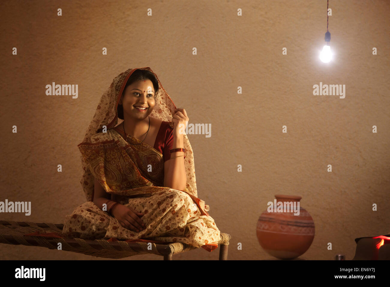 Rural woman smiling Stock Photo - Alamy