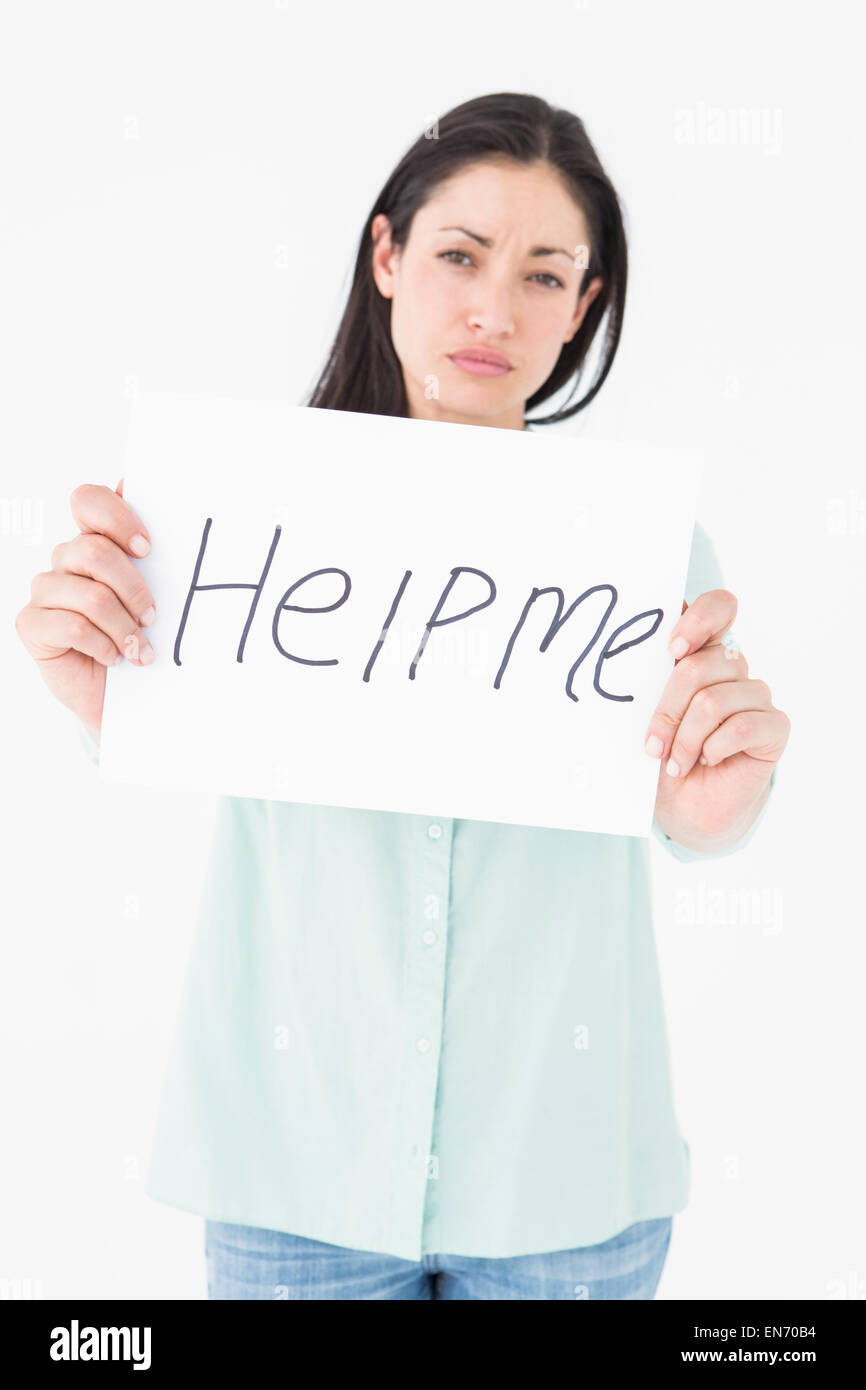 Sad woman asking for help Stock Photo - Alamy