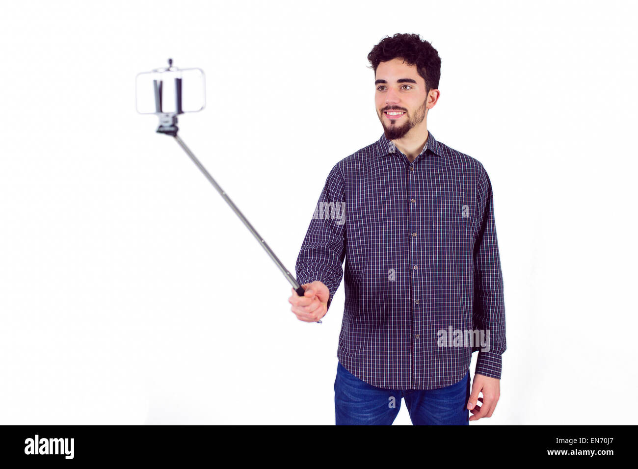 Black man using smartphone posing hi-res stock photography and images ...