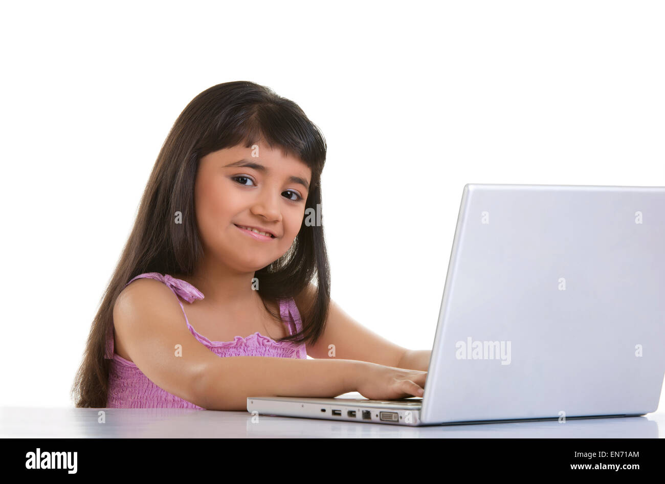 Girl working on a laptop Stock Photo - Alamy