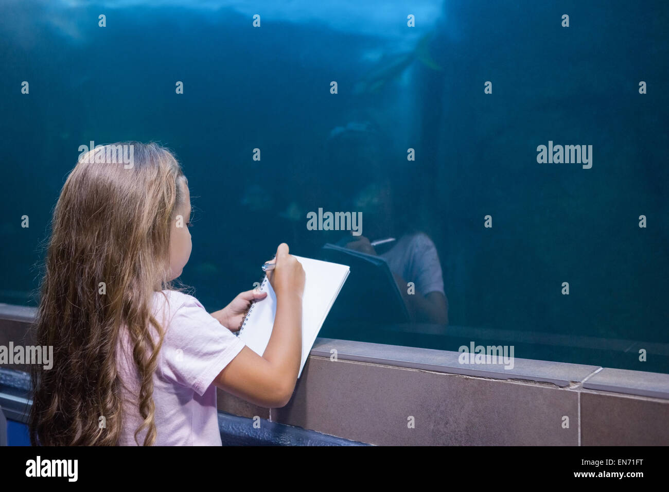 Little girl looking at fish tank Stock Photo - Alamy