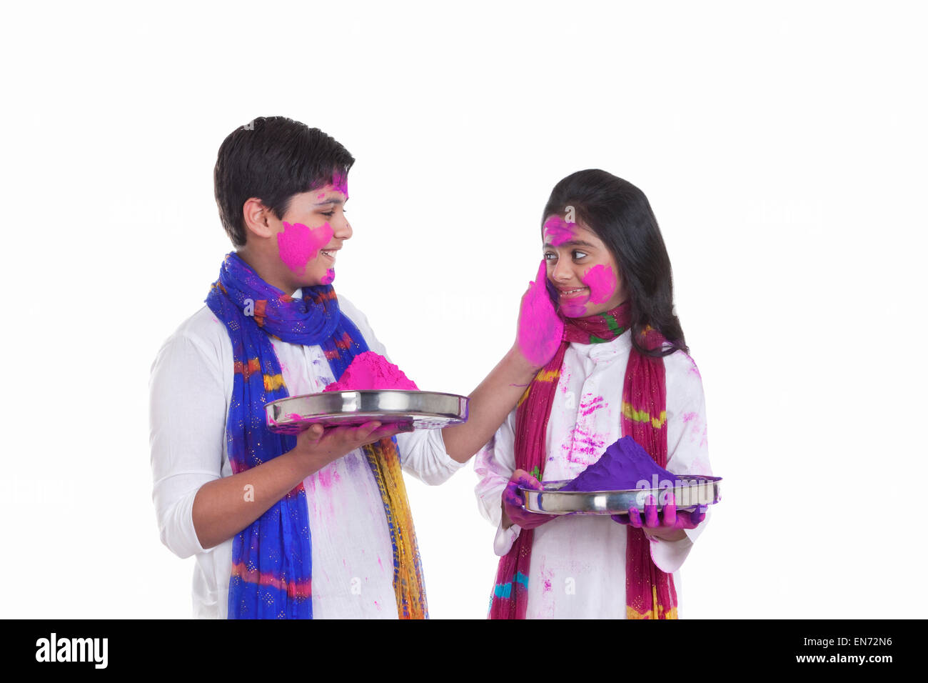 Indian boy holi festival Cut Out Stock Images & Pictures - Alamy