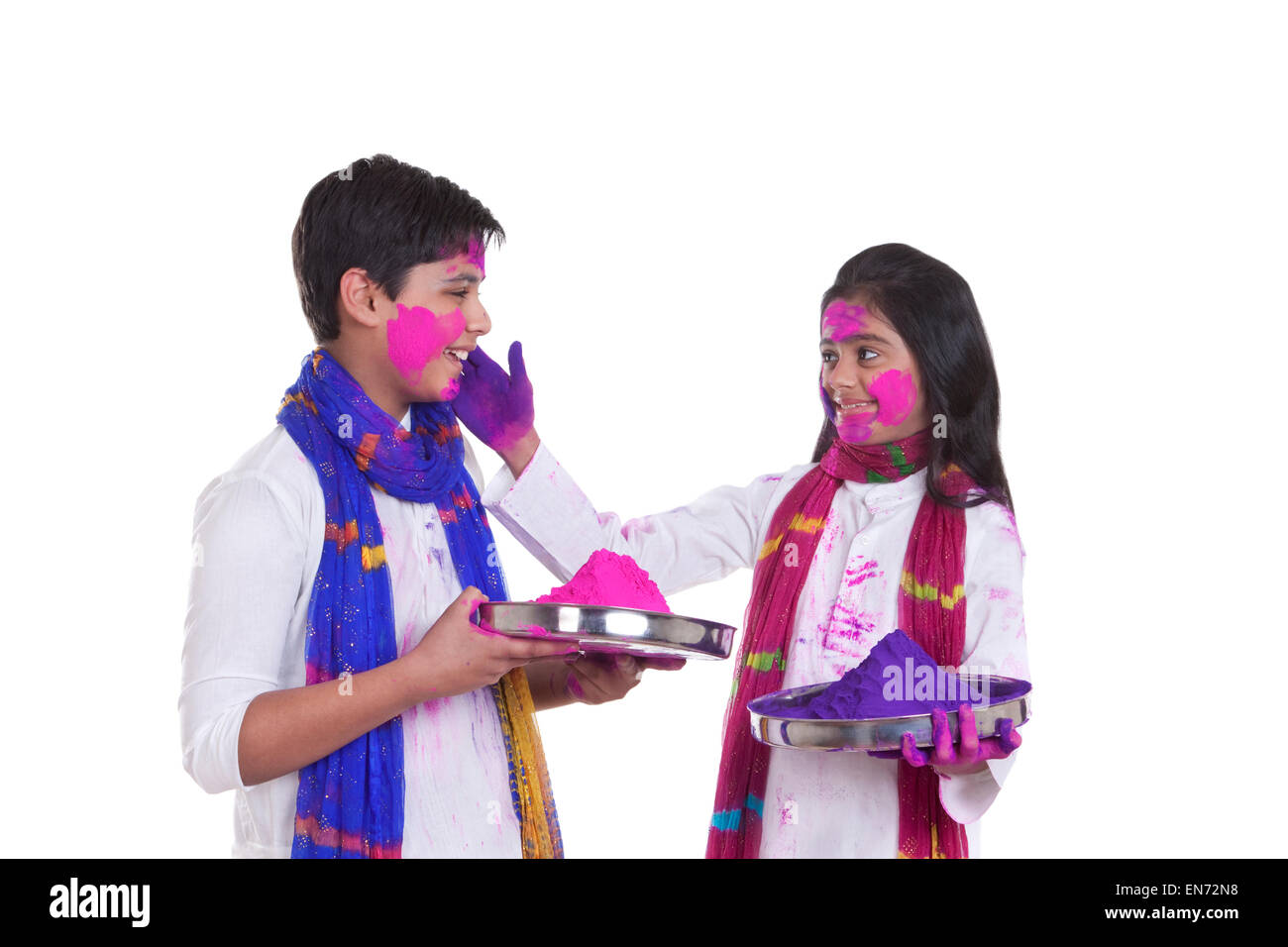 Indian boy holi festival Cut Out Stock Images & Pictures - Alamy