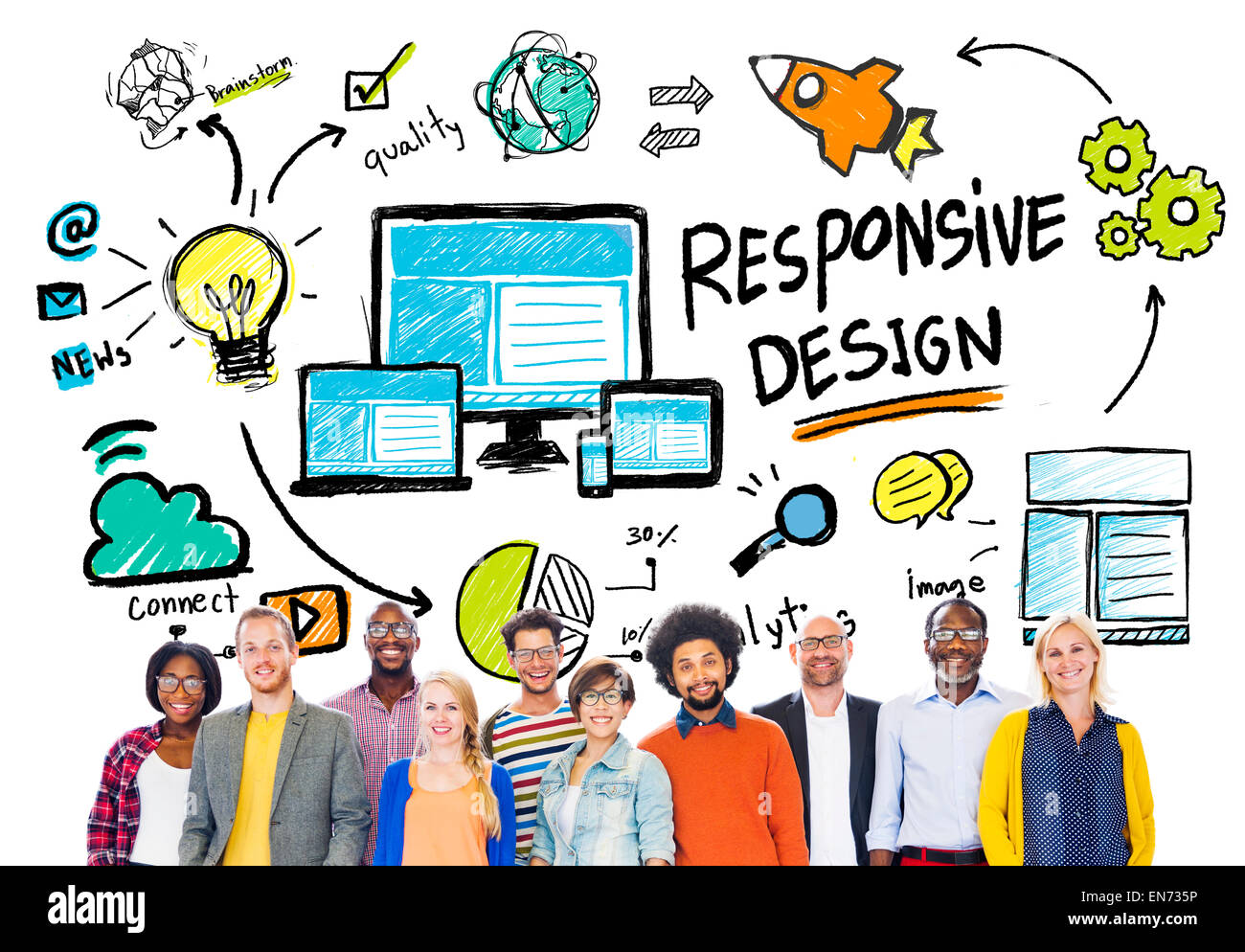 Responsive Design Internet Web People Diversity Friendship Concept ...