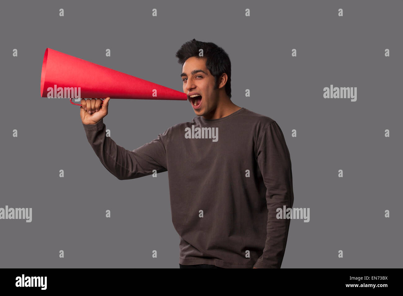 Man with megaphone hi-res stock photography and images - Alamy