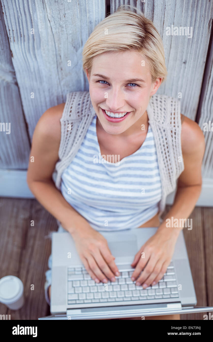 Pretty blonde woman laptop hi-res stock photography and images - Alamy