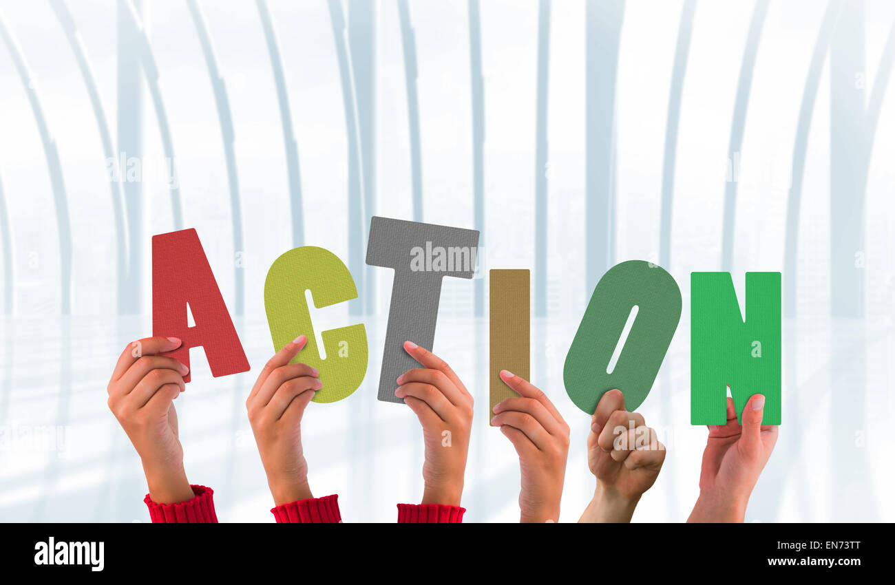 Composite image of hands showing action Stock Photo - Alamy