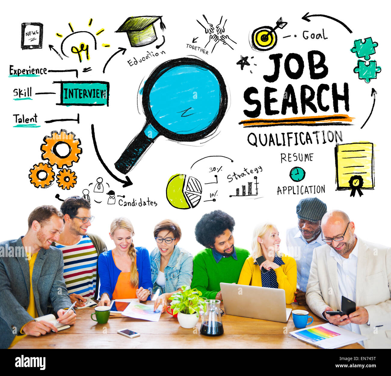 Ethnicity Business People Meeting Job Search Planning Concept Stock ...
