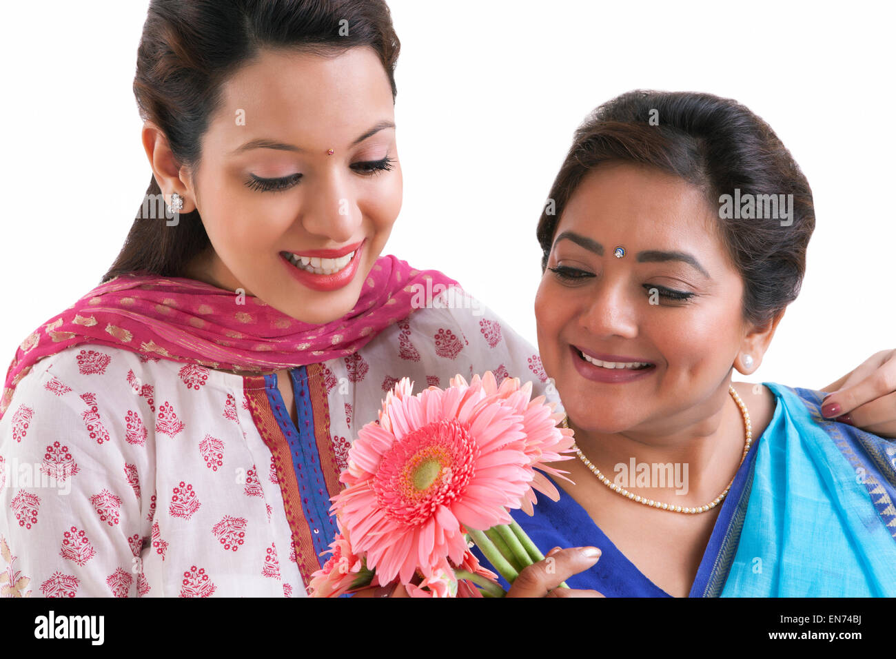 Mother and daughter with flowers Stock Photo - Alamy