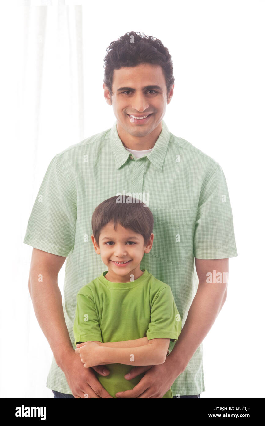 Portrait of father and son Stock Photo - Alamy