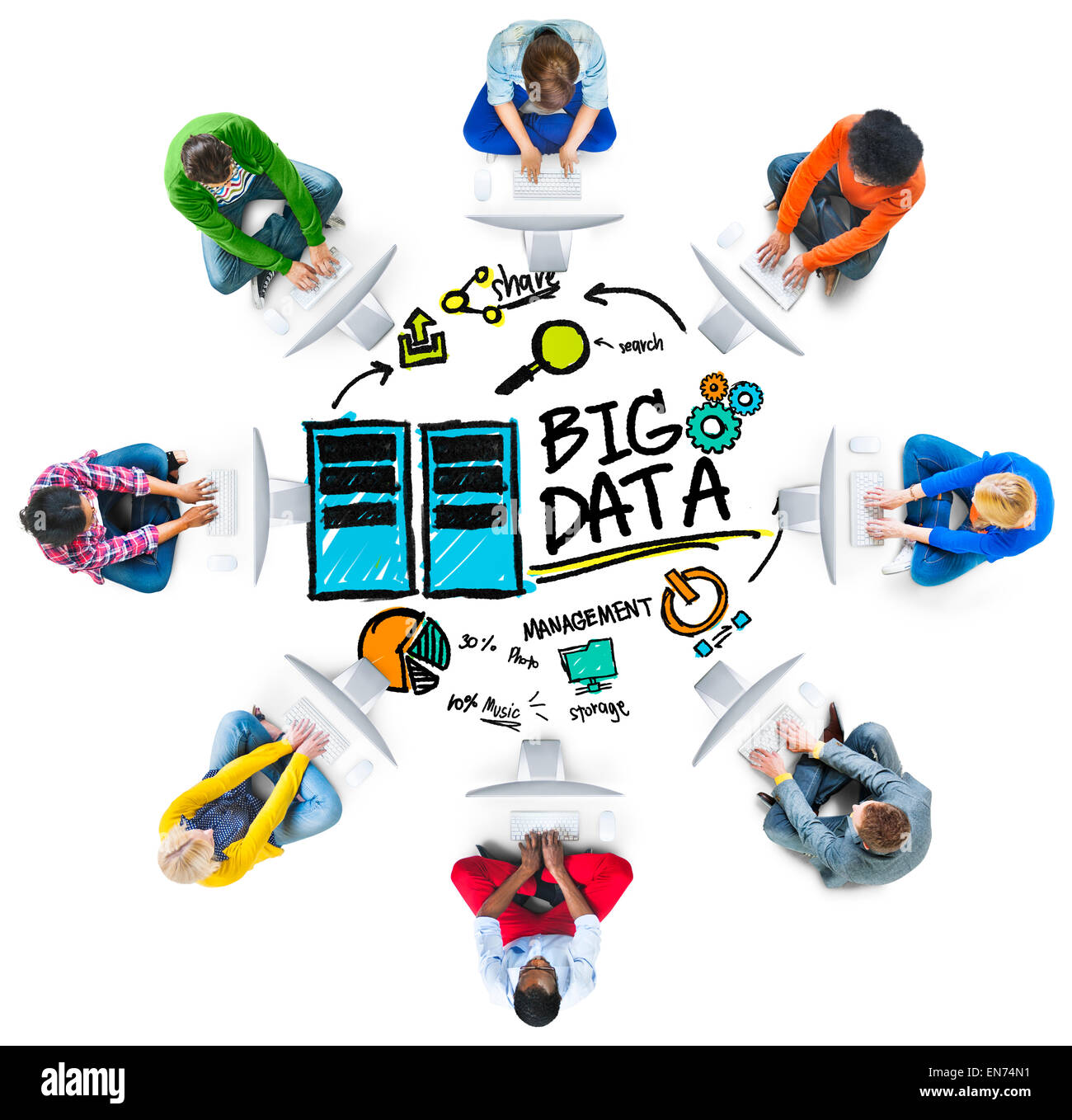 Diversity People Big Data Computer Connecting Share Concept Stock Photo ...