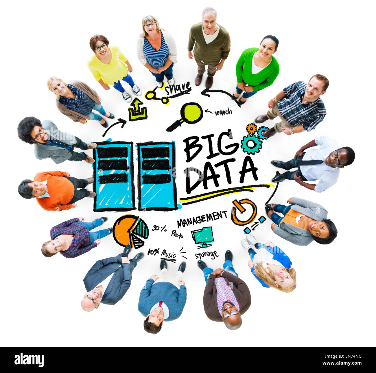 Multi Ethnic Group Cheerful Big Data Management Concept Stock Photo - Alamy