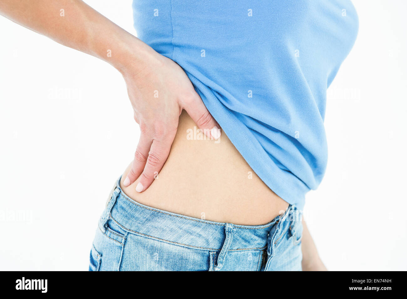 Woman suffering from ribbing pain Stock Photo - Alamy