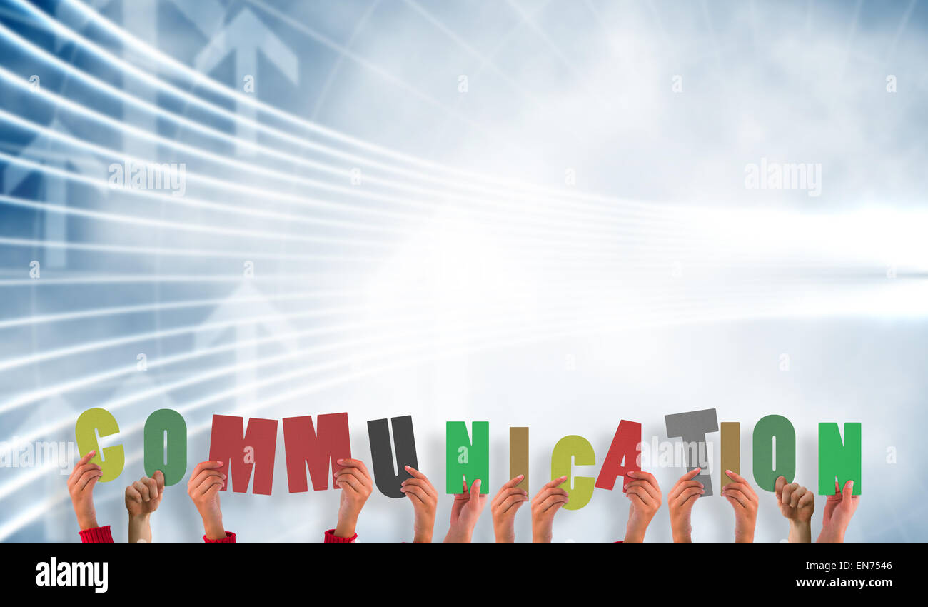 Composite image of hands showing communication Stock Photo - Alamy