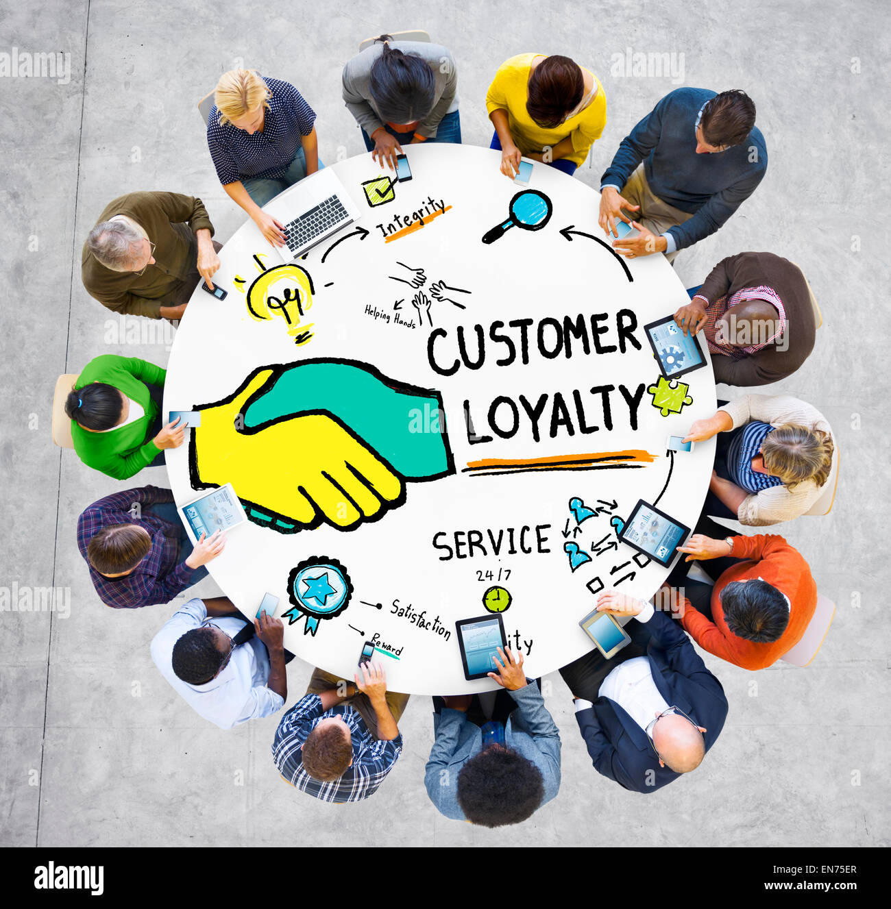 Aerial meeting table handshake hi-res stock photography and images - Alamy