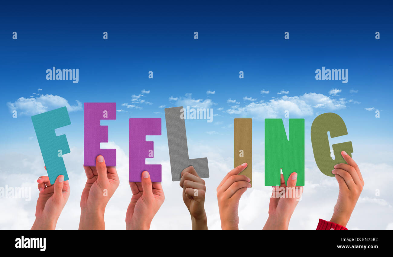 Composite image of hands showing feeling Stock Photo - Alamy
