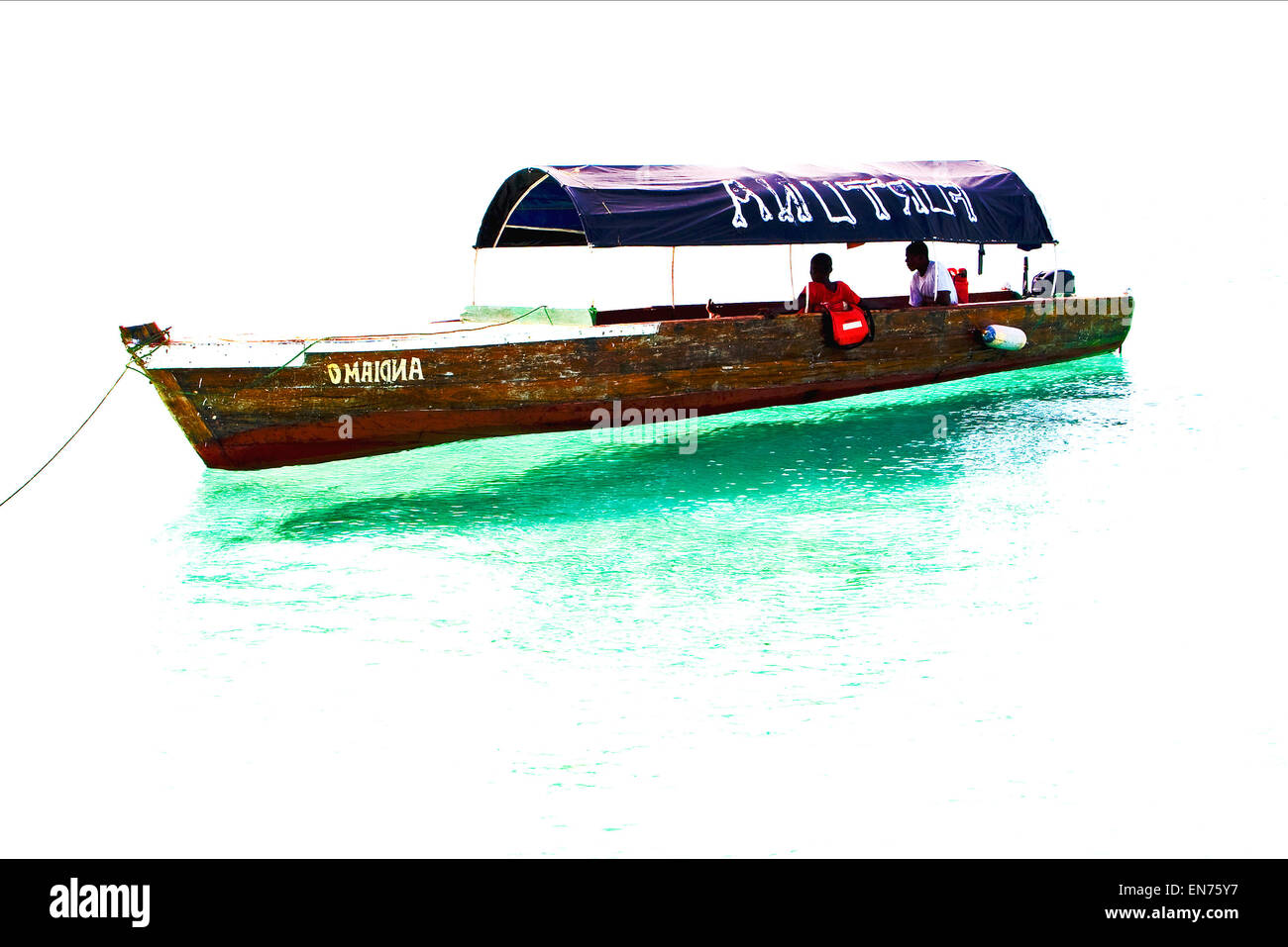 boat in sand bank tanzania zanzibar sea Stock Photo - Alamy