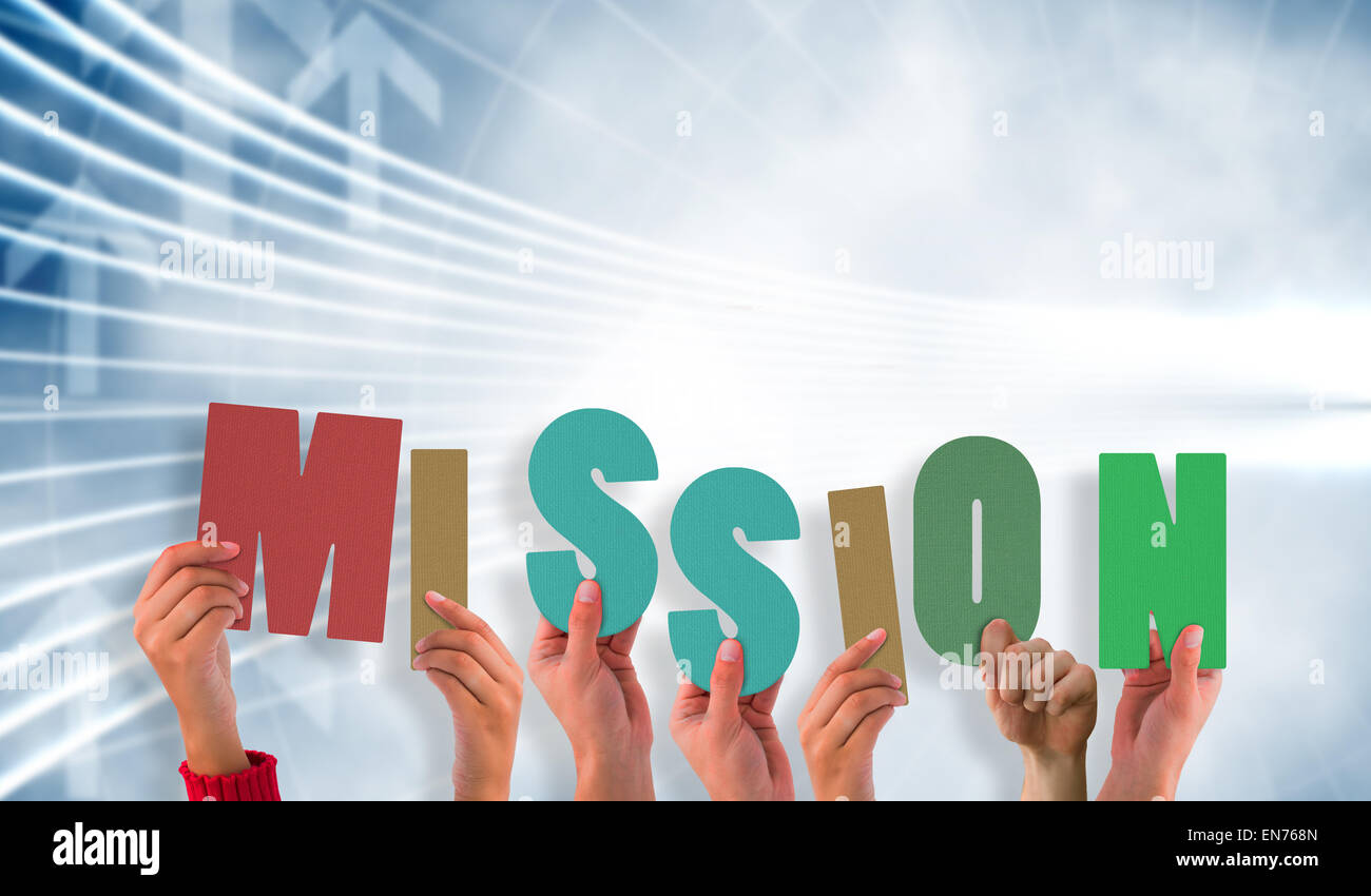 Composite image of hands showing mission Stock Photo - Alamy