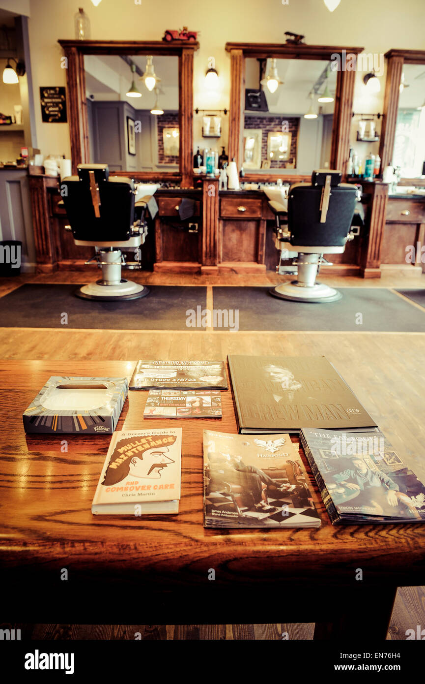 Men's barber shop, retro styled interior design Stock Photo - Alamy