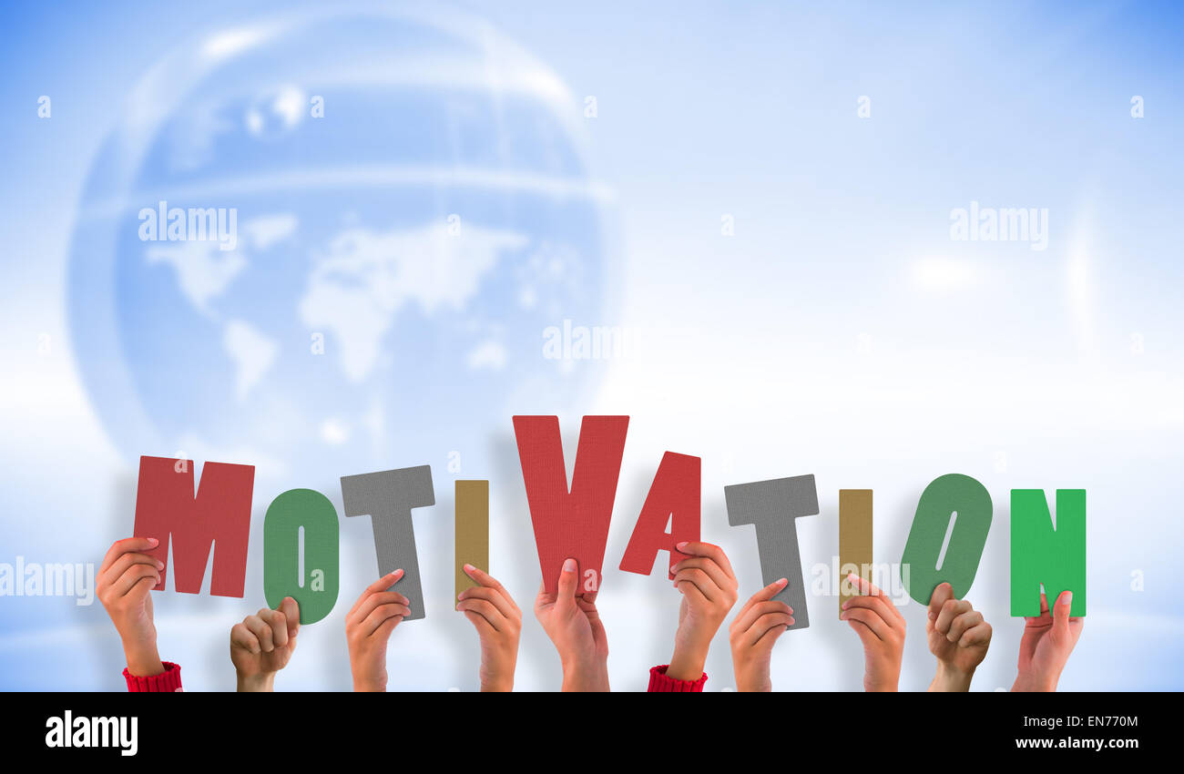 Composite image of hands showing motivation Stock Photo - Alamy