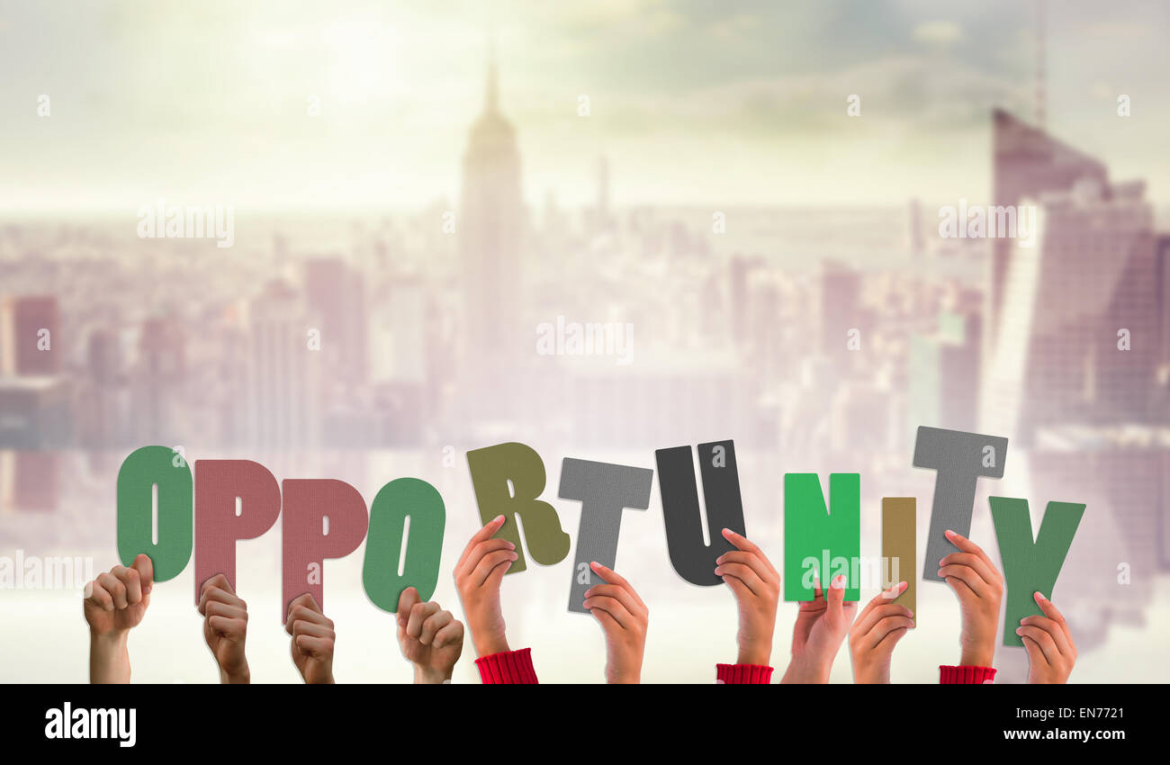 Composite image of hands showing opportunity Stock Photo - Alamy