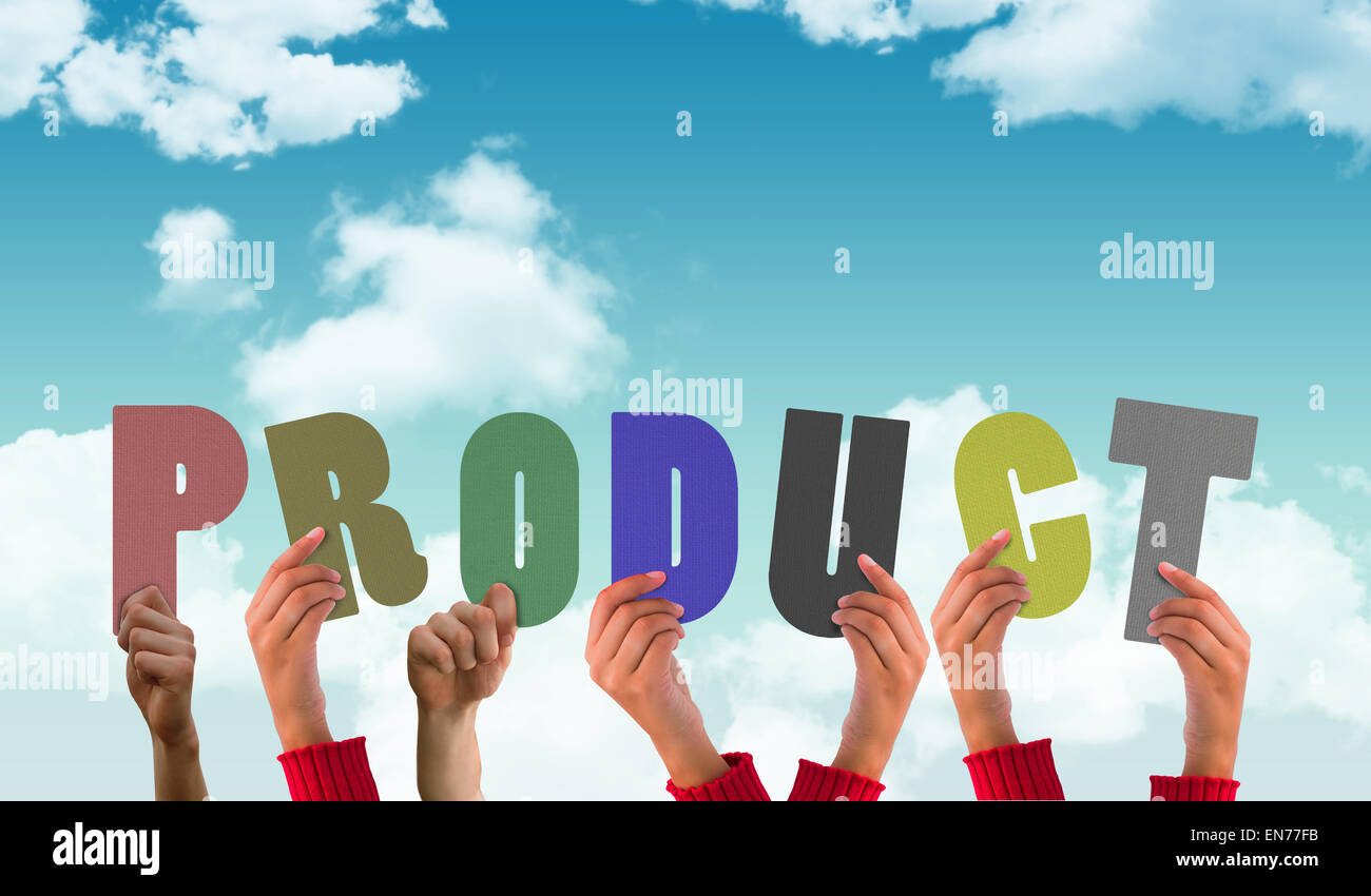 Composite image of hands showing product Stock Photo - Alamy