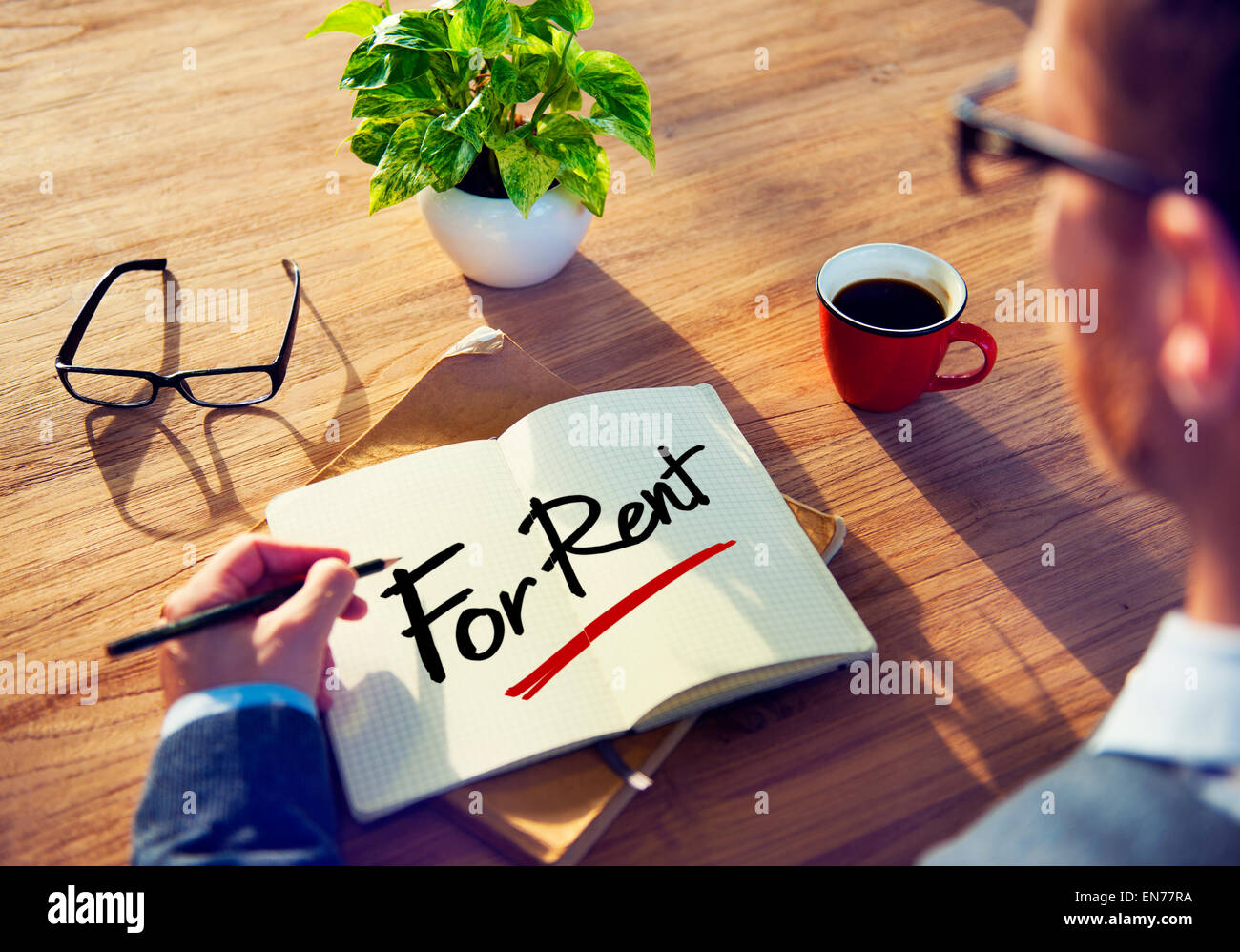 Man hand writing rent hi-res stock photography and images - Alamy