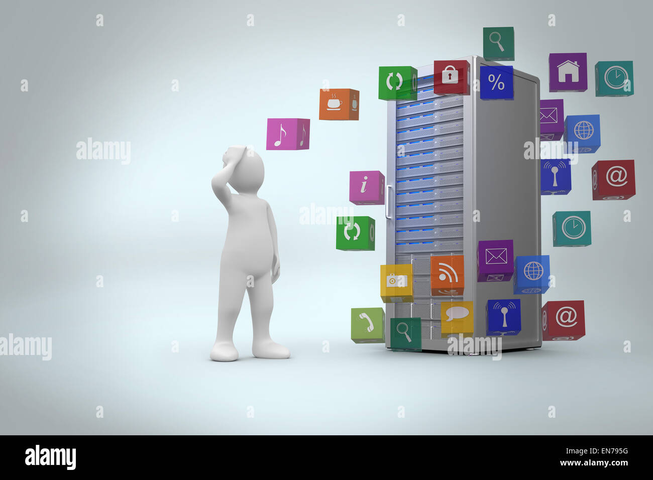 Composite image of white character thinking Stock Photo - Alamy